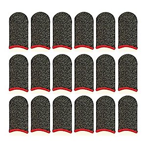 Gaming Finger Sleeves Sets [18 PCS], Mobile Game Controller Thumb Sleeves, Anti-Sweat Breathable Touchscreen Finger Sleeve for Gaming Black Red