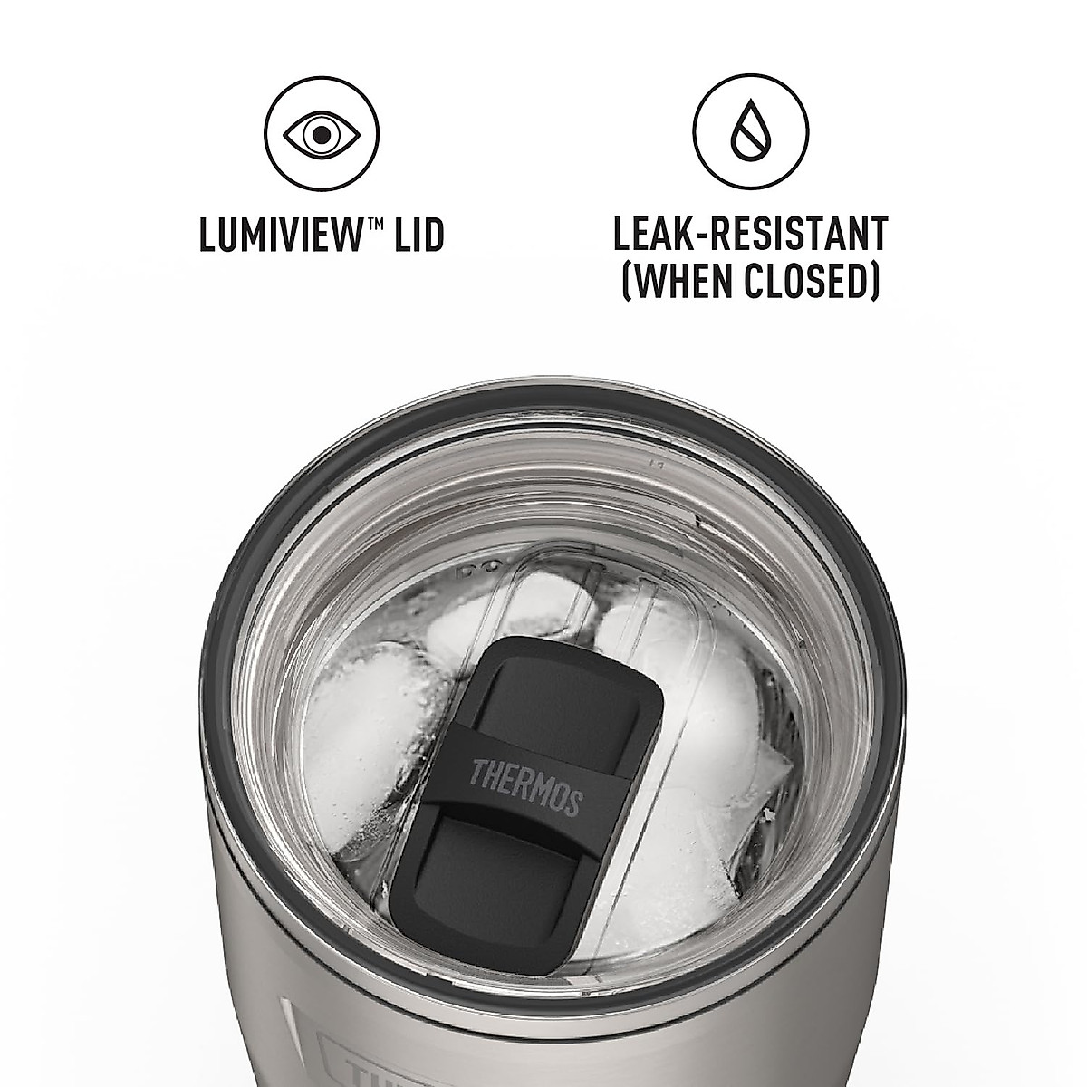 THERMOS ICON SERIES, Stainless Steel Cold Tumbler with Slide Lock, 24 Ounce, Matte Stainless Steel