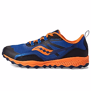 Saucony Peregrine 12 Shield Sneaker, Navy/Orange, 5 US Unisex Big Kid