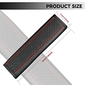 USTOPF1T 2Pack Car Seat Belt Cover, Breathable Leather Seatbelt Shoulder Pad, Protect Your Neck and Shoulder, Univrisal for Car Truck SUV, Driving More Comfortable (Black+Red)