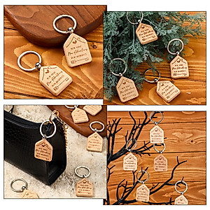 Inbagi 100 Pieces Home Keychain Bulk House Design Keychain Small House Shaped Keychains 2024 Welcome Home Keychain Gifts Homeowner Engraved Wooden Key Tag for Family Client Home Buyer Customer