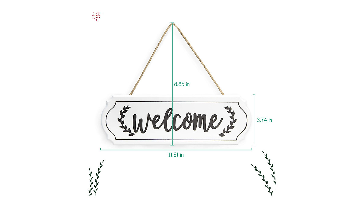 Rustic Wooden Welcome Sign for Front Door Decor | White 11.61 x 3.74 Inch