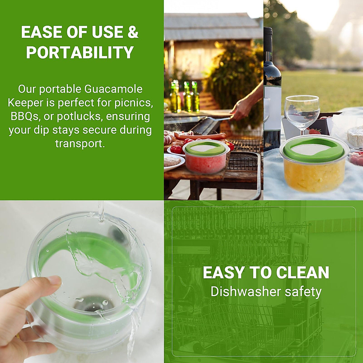 3Pack Guacamole Saver Containers, Wholly Guacamole Pro Keeper for Fridge, Avocado Dip Airtight Bowls, for Spice, Fruit and Vegetable, Marinade, Berry Mix, Seasoning, Prepworks Progressive Storage Box