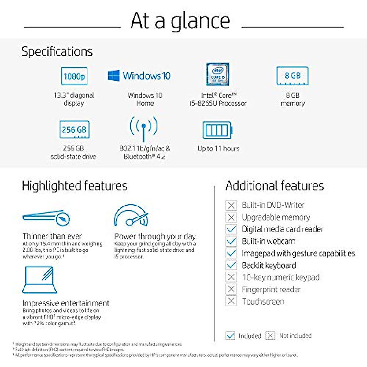 HP Pavilion 13-inch Light and Thin Laptop Intel Core i5-8265U Processor, 8 GB SDRAM Memory, 256 GB Solid-State Drive, Windows 10 (13-an0010nr, Mineral Silver) (4WJ36UA#ABA)