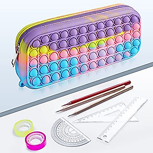 XNMOA Pop Pencil Case,Popping Fidget Toy Pencil Bag ,Push Bubble Silicone Sensory Toy Cute School Supplies,Large Capacity Pop Sensory Pencil Box For Teen Girls Office Pen Case Women