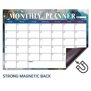 Pubell Dry Erase Calendar Whiteboard for Fridge - 3PCS Set of Monthly Calendar for Refrigerator, Magnetic Weekly Schedule Planner with Notepad List for Family Kitchen Planning Board