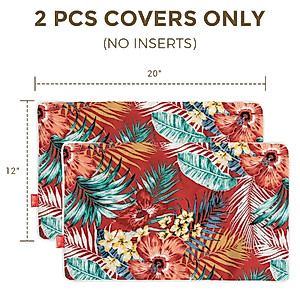 IN4 Care Lumbar Pillow Covers Set of 2, Outdoor Indoor Waterproof Decorative Patio Lumbar Pillowcase Shell 12x20 Inch, Rectangular Cushion Case for Couch Sofa Garden Farmhouse-Sadira Chili Haze