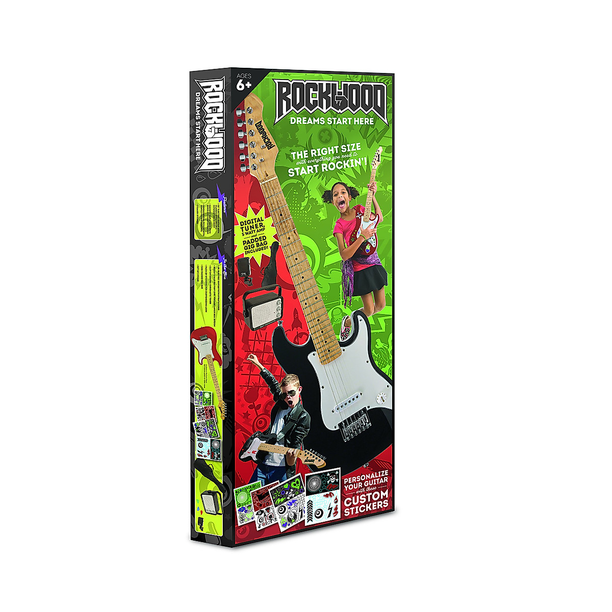 Rockwood 6 String Electric Guitar Pack, Right, 3/4 size (RWEB)