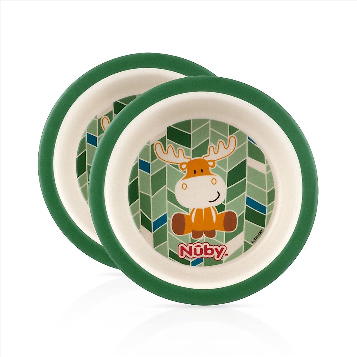 Nuby 2 Piece Bamboo Printed Bowl, Colors May Vary