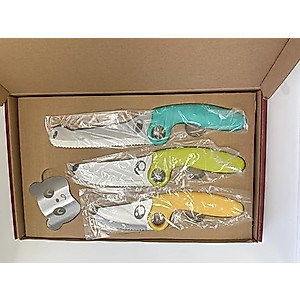 ZLemma Kids Knife Set for Real Cooking with Educational Ring & Panda Finger Guard for Boys & Girls Cutting, Kids Chef Knife Stainless Steel Blade for Kitchen Cutting-Cool-toned