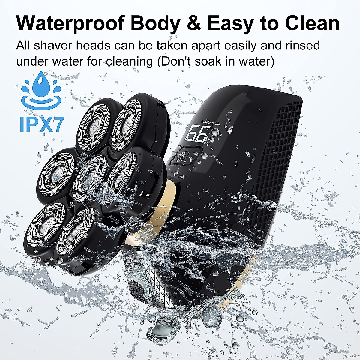 Electric Razor for Men, Electric Razors Waterproof Head Shavers for Bald Men Cordless Rechargeable Electric Shavers for Men with Hair Clipper Beard Nose Ear Hair Trimmer Facial Cleansing