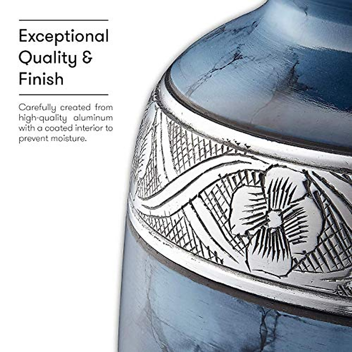 Fedmax Urns for Ashes Adult Male or Female - Funeral and Memorial Cremation Urns for Human Ashes up to 200 lbs with Velvet Bag, Blue