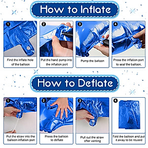 2nd Birthday Balloon for Boys, 40 Inch Balloon Number 2 Dark Blue, Large Foil Mylar Star Two Balloon Light Royal Blue Silver, Helium Globos Azules 2 Balloon for Birthday Graduation Party Decoration