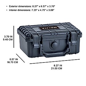 MEIJIA Portable All Weather IP67 Waterproof Protective Case, Hard Case,Camera Case With Customizable Foam,Fit Use of Drones, Cameras,Equipments, 8.12”x6.56”x 3.56”, Elegant Black