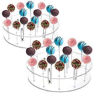 ZENFUN 2 Pack 16 Holes Cake Pop Display Stand, Acrylic Round Lollipop Stand Holder for Dessert Table, Weddings, Baby Shower, Birthday Party, Anniversaries, 10 Inch Diameter