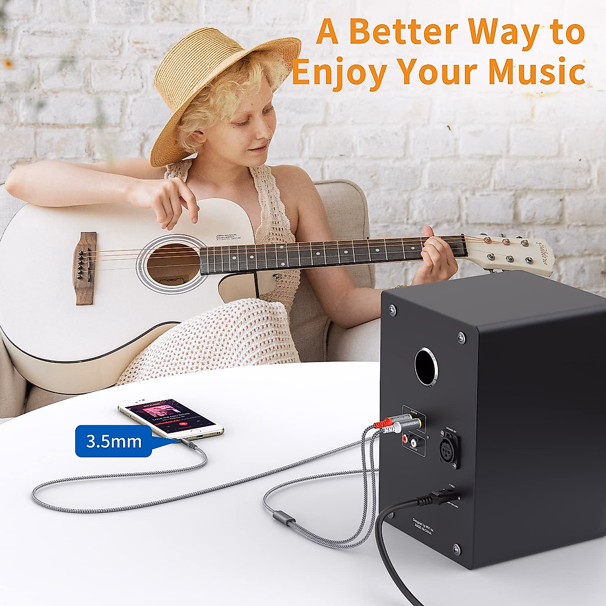 MCSPER RCA to 3.5mm AUX Cable, (6.6 Feet) 3.5 mm 1/8 to RCA 2-Male Headphone Jack Adapter Splitter Premium Stereo Audio Cord for Connects a Smartphone, Tablet, HDTV