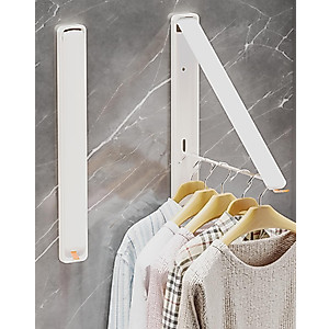dancrul Retractable Clothes Drying Rack,Wall-Mounted Clothes Hanger Rack for Laundry Room,Laundry Drying Rack Wall Mount Space Saving Closet Organizer,Easy Installation Aluminium Dryer 1pcs White