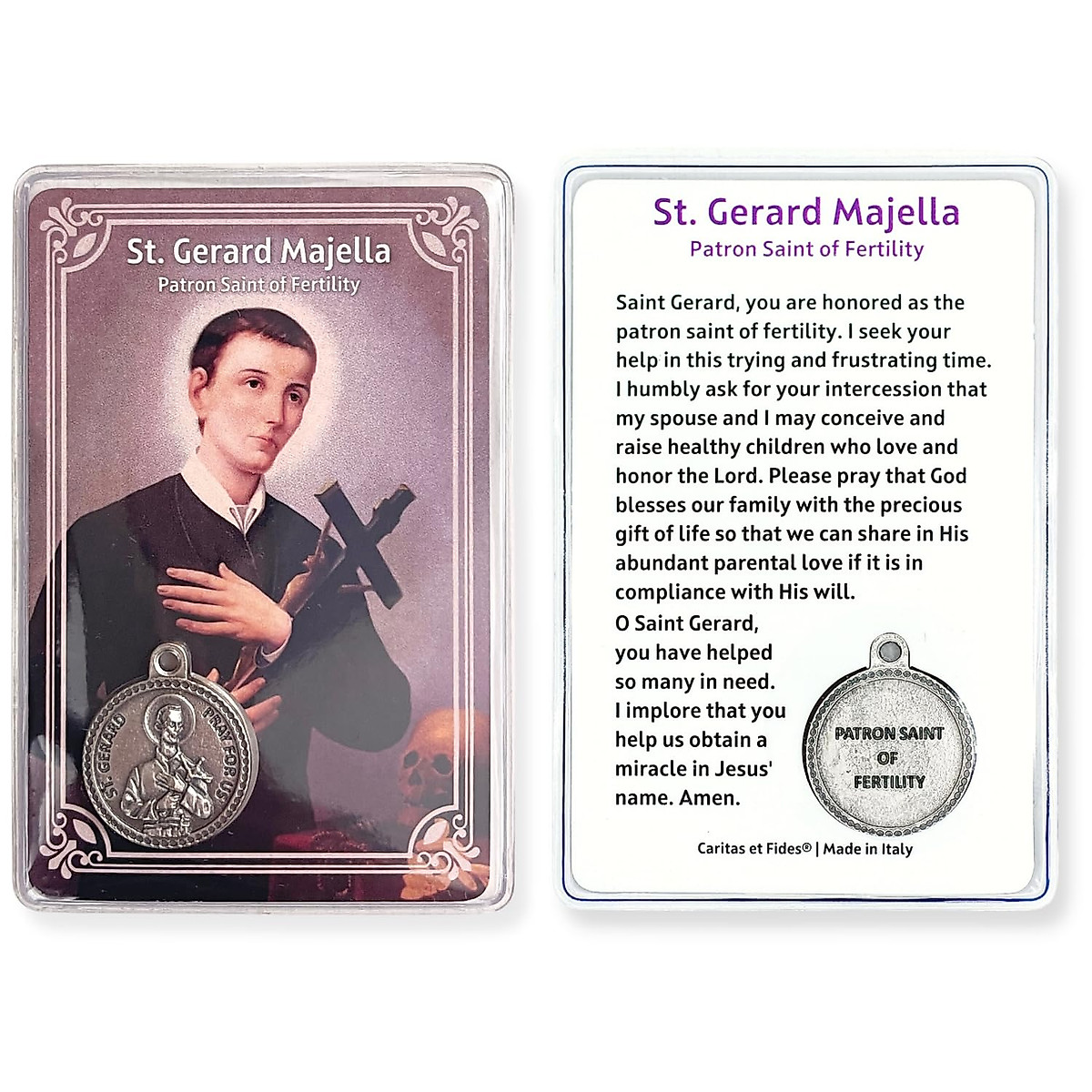 Laminated St Gerard Pregnancy Prayer Card - Catholic Holy Card for Patron Saint of Fertility and Motherhood, Includes St Gerard Medal for Pregnancy, Wallet Size Prayer Card