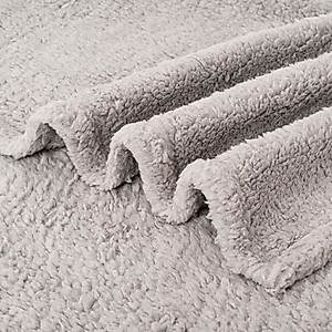 Baby Blanket or Pet Blanket, Comfy Soft Warm Blankets for Baby Girls and Boys, Dog and Cat, Plush Fleece Throw Blankets for Sofa, Couch, Travel and Camping (Sherpa 24"×32",2-pack, Light grey)