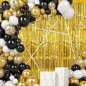 30 Pack Gold Foil Fringe Curtain Backdrop, 3.3x8.2 Feet Metallic Tinsel Streamer Curtains Photo Booth Props for Birthday/Wedding/Graduation/Baby Shower/Christmas/New Year/Disco Party Decorations