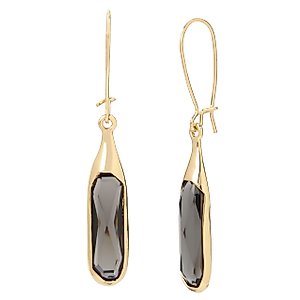 Robert Lee Morris "Set In Stone" Faceted Stone Long Drop Earrings (Black, Gold)