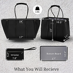 Essential Pal Neoprene Tote Bag, 3-in-1 Large Beach Tote – Zip-Top Waterproof, Tote Bag Great as a Beach Bag, Pool Bag, Boat Bag, Diaper Bag Tote – Neoprene Bag & Neoprene Purse w/Removable Base