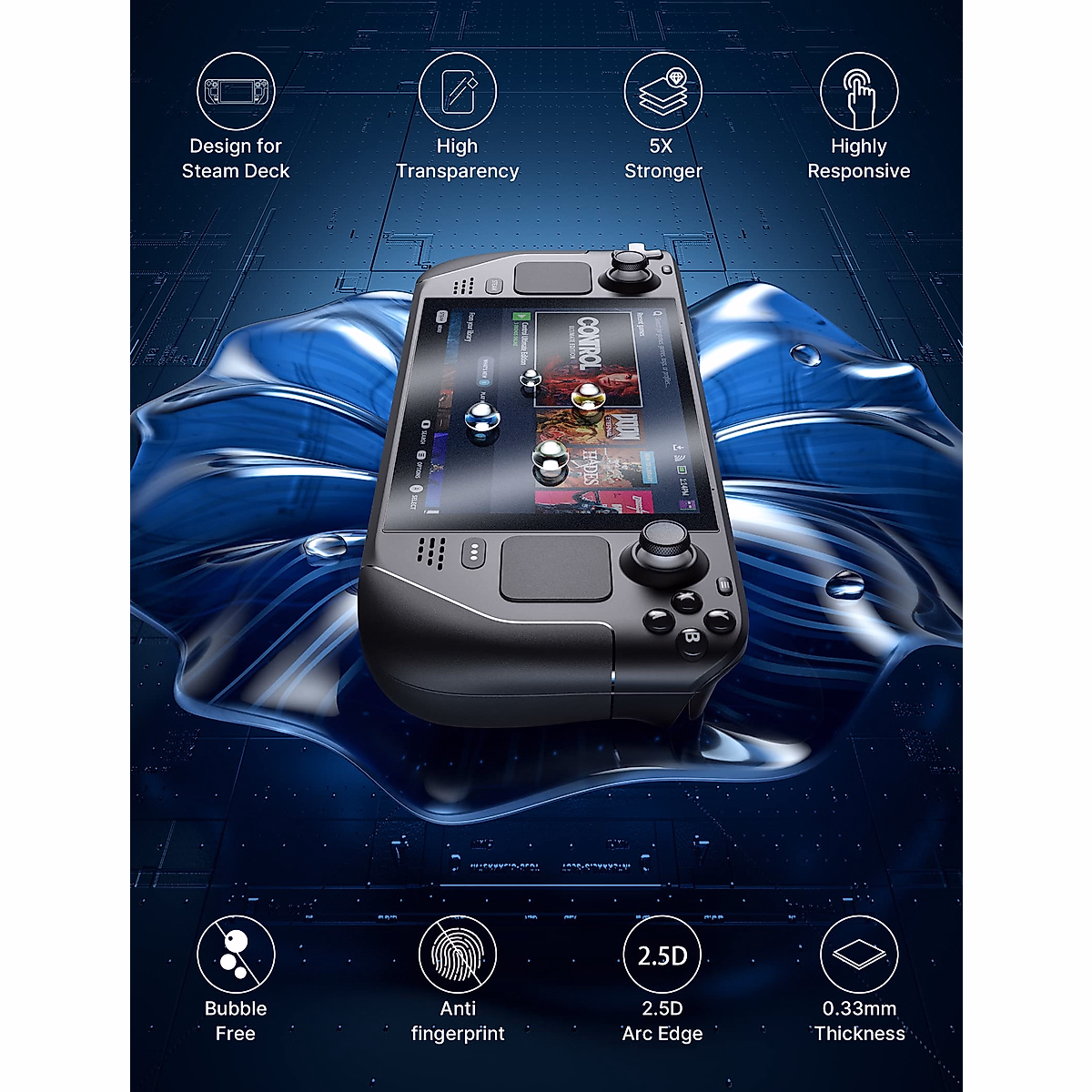 JSAUX 2-Pack Anti Glare Screen Protector for Steam Deck, 9H Hardness Matte Tempered Glass with Guiding Frame, Scratch Resistant, Comes with Toolkits