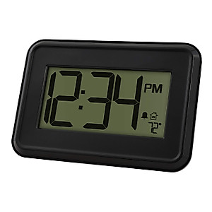 La Crosse Technology 513-113 Digital Wall Clock with Temperature & Countdown Timer, Black