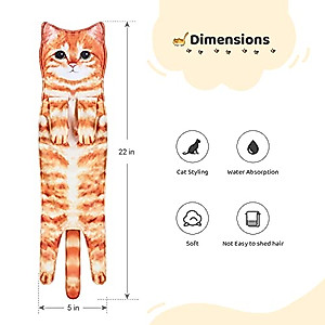 Cat Gifts-Cat Funny Hand Towels for Bathroom Kitchen,Funny Hanging Towel Decor Washcloths,Cute Cat Decor,Cat Gifts for Cat Lovers,Towels Absorbent Soft ,Housewarming Gift(Ginger Cat)
