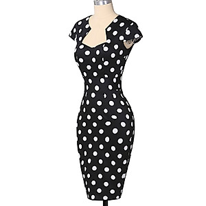 GRACE KARIN Womens 50s Cap Sleeve Cocktail Vintage Dress Black White Wiggle Dress