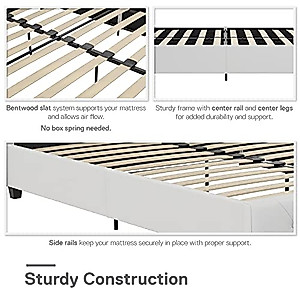 DHP Dakota Upholstered Platform Bed with Diamond Button Tufted Headboard and Footboard, No Box Spring Needed, Full, White Faux Leather