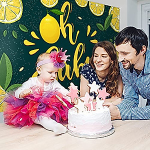 Oh Baby Backdrop Banner Decor Green – Lemon Theme Baby Shower Party Decorations for Birthday Gender Reveal Supplies