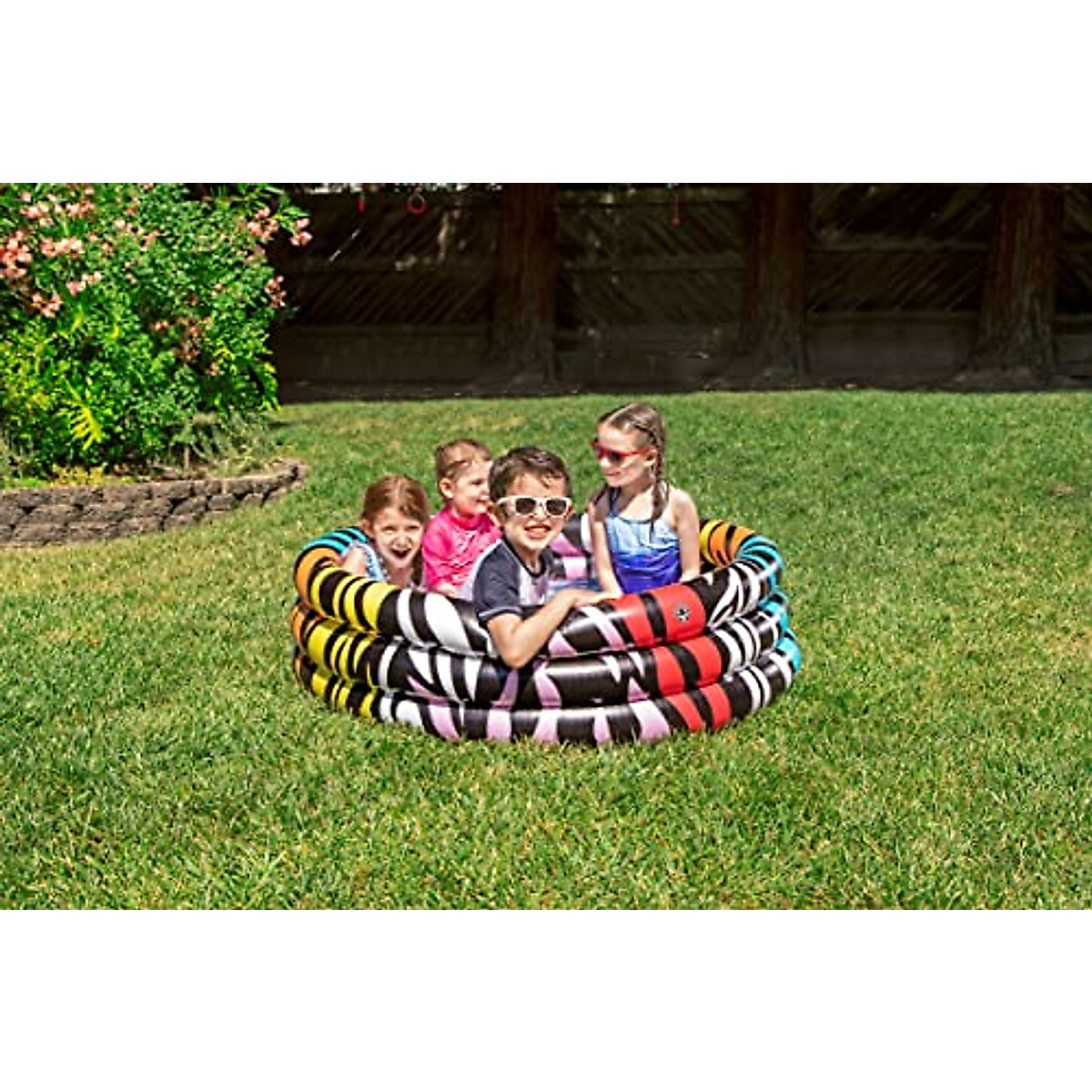 Poolmaster Inflatable Swimming Pool Kiddie Pool, Rainbow Zebra