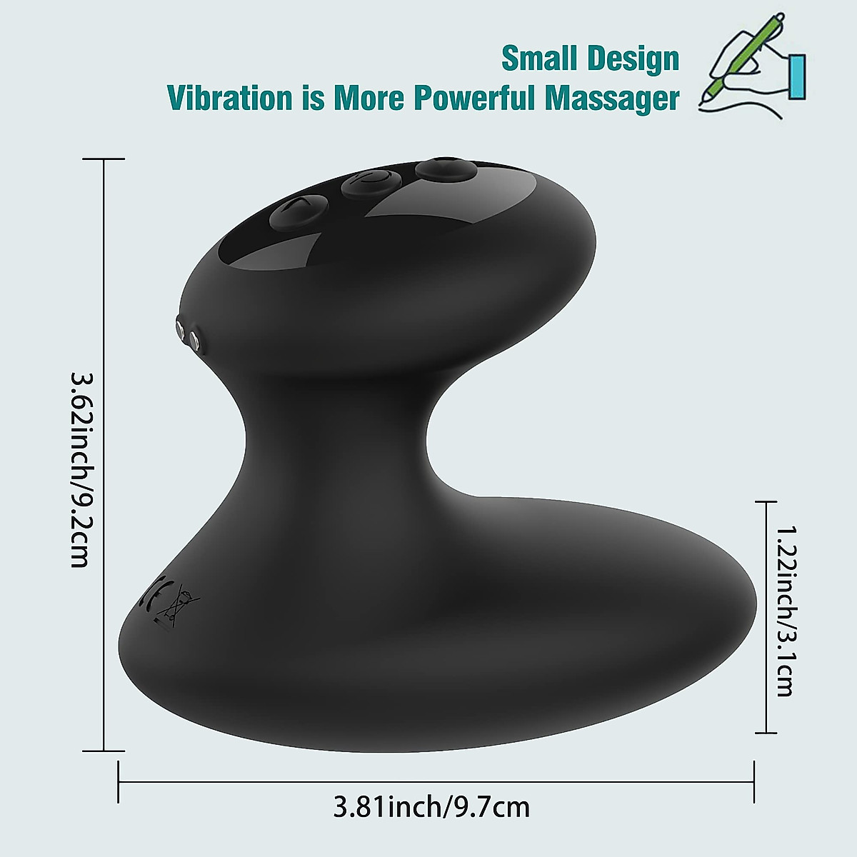 Personal Massager Wand - 10 Patterns Cordless Powerful Vibration Massager - Men & Women - Body Neck Tension Relief, Muscle, Soreness-Black