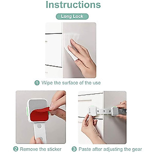 Baby Safety Cabinet Locks with Adjustable Strap,No Drilling,Baby Proofing for Refrigerators, Toilets, Doors,2/8 Count,Green/Grey