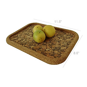 FixtureDisplays® 11.5"W x 0.7"H x 8.6"D Marble Cork Tray, Rectangular Serving Tray 21332-NPF