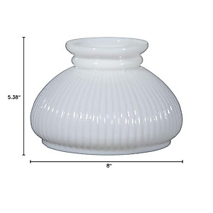 B&P Lamp® 7Inch Student Shade with Ribbed Design and White Over Clear Cased Glass for Vintage and Antique Style Table Lamps and Sconces