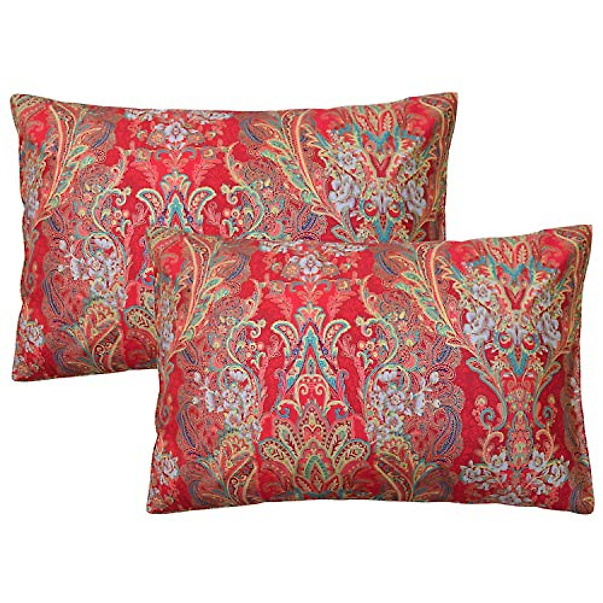 Softta Luxury European Floral Bedding Bohemian Queen 3 Pcs Damask Paisley Pattern Baroque Duvet Cover Sets 100% Egyptian Cotton 1000 Thread Count Burgundy red and Gold