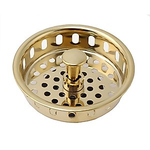 Replacement Basket for Kitchen Sink Strainers, Polish Brass Finish - By Plumb USA