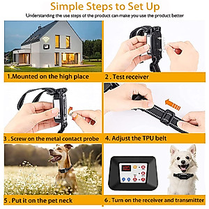 HEXIEDEN Wireless Dog Fence,Pet Containment System,Electric Dog Training Collar with Remote Dog Boundary System,Reflective Stripe,Waterproof,Adjustable Range,Harmless,for 1 2 3 Dogs,for3dogs