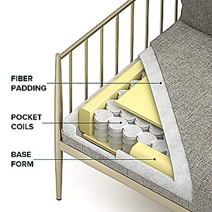 ZINUS Janelle Gold Metal Loveseat / Steel Framework with Upholstered Cushions / Easy Assembly