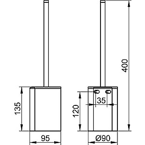 Keuco Plan Toilet Brush Set - Polished Chrome with Black Insert and Brush - 14972010200