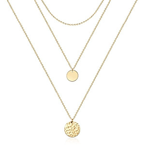 Ldurian Layered Necklaces for Women - 14K Dainty Gold Plated Layering Chokers Necklaces Set Multilayer Delicate Necklace Trendy Adjustable Long Layered Necklaces for Women