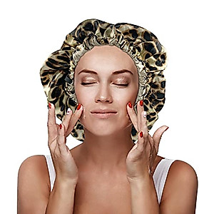 Silk Bonnet for Sleeping with Double-Layer Flower Satin Bonnet for Women Dark Brown