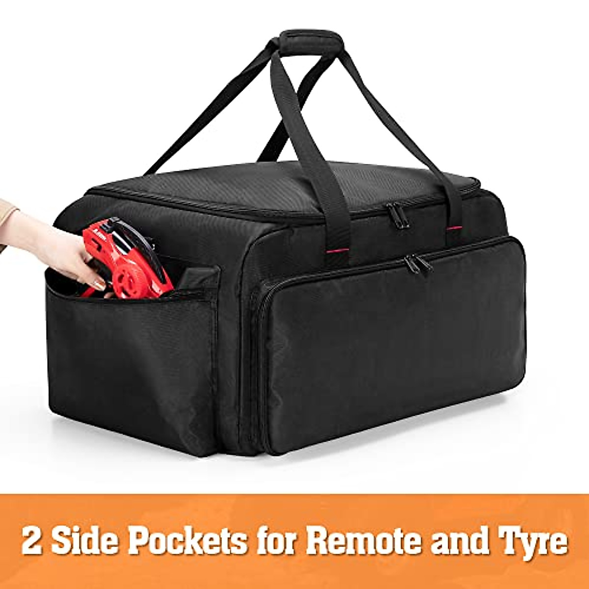 DSLEAF RC Storage Bag for 1/8 & 1/10 Car, Protective RC Carry Case with Multi Pockets for Batteries, Charger, Tools and other Accessories (Patent Design)