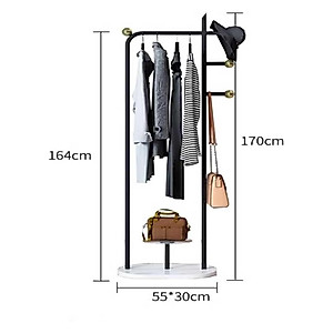 Clothes Rail Garment Rack Modern Coat Rack, Garment Rack With Marble Base, Heavy-duty Freestanding Clothing Racks Can Hang Clothes, Hat, Scarf, Organize Shoes ( Color : Black-A , Size : 55x30x170cm )