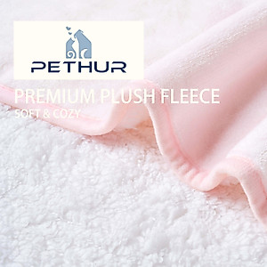 PETHUR Waterproof Dog Blanket for Bed, Dog Blankets for Large Dogs Washable, Soft Flannel Pet Blanket for Couch, Reversible Dog Bed Cover, 60"x80", Light Pink