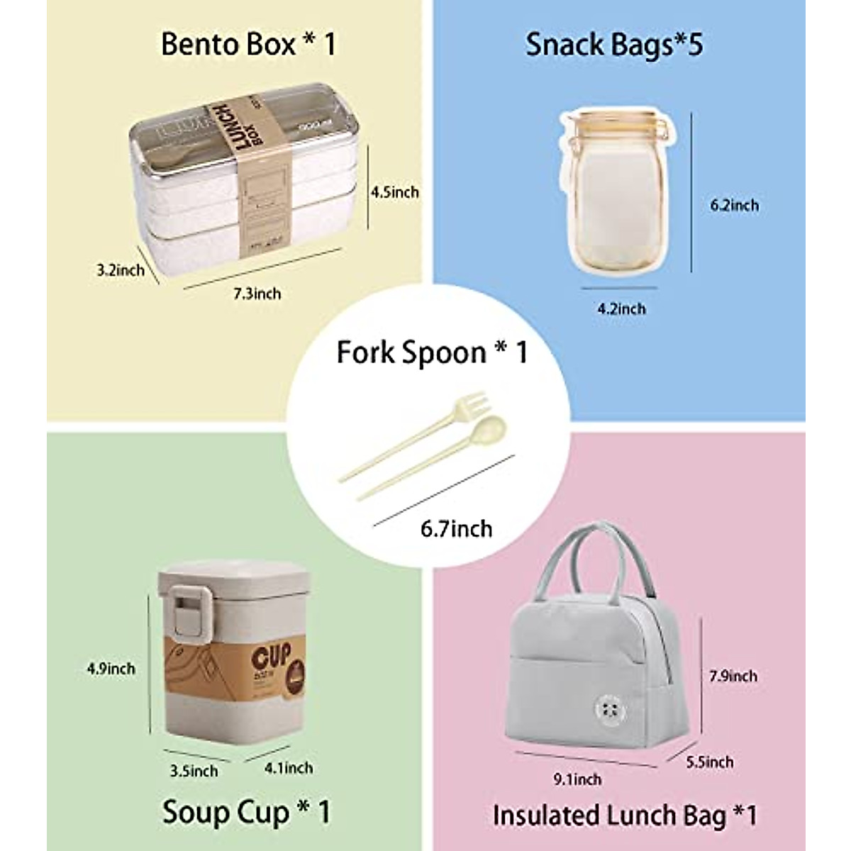 Flowerhug Bento Box Lunch Box Bento Boxes Home Stackable 3 Layer Japanese Compartments Cute Lunch Box Accessories With Bag Microwave SafeBPA-Free