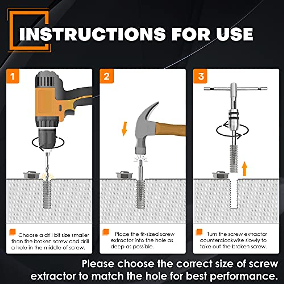 ACROTOL 26 Pieces Bolt Extractor Set, Spiral Screw Extractor Set and Drill Bits, Extraction Socket Set for Removing Damaged, Rusted, Rounded Bolts, Nuts and Screws