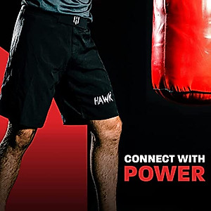 Hawk Sports Athletic Shorts for Men and Women, No Gi MMA Shorts for Boxing, Kickboxing, Jiu Jitsu, Muay Thai, and Wrestling, Workout Shorts for Exercise, Training, and Sparring - Black, Waist 32”